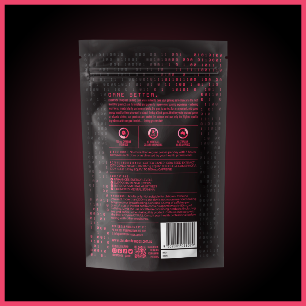 ENERGISED GAMING GUM WATERMELON 30 PACK – Cheatcode